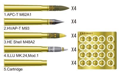 U.S. 3 inch Gun Ammo Set (Brass)