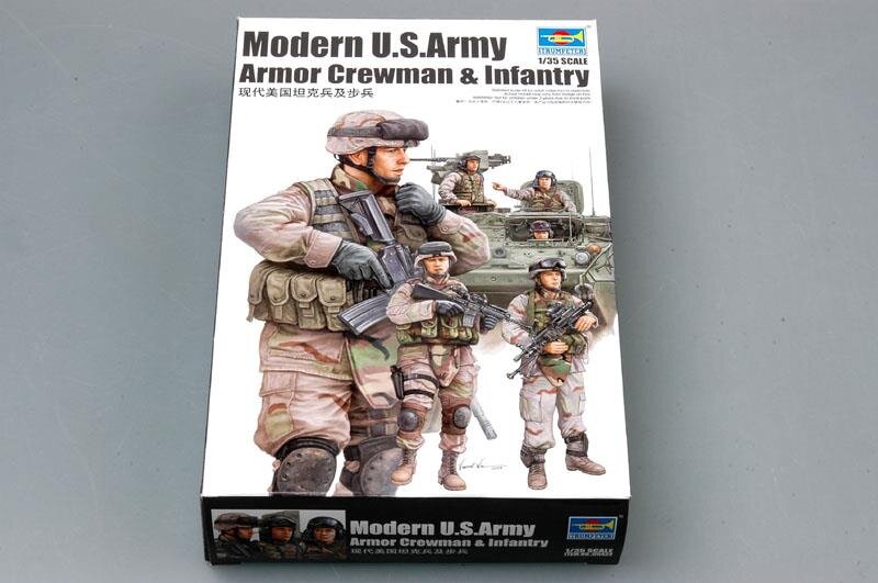 1/35 Modern US Army Armor Crewman & Infantry Figure Set - Trumpeter 0