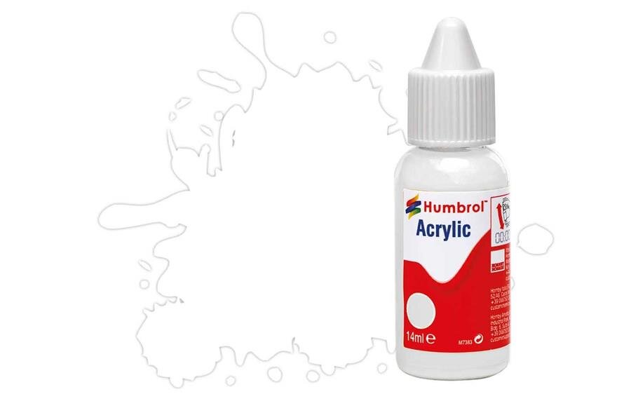 Humbrol Acrylfarbe Nr. 130 White - Satin / Weiß seidenmatt 14 ml Drop