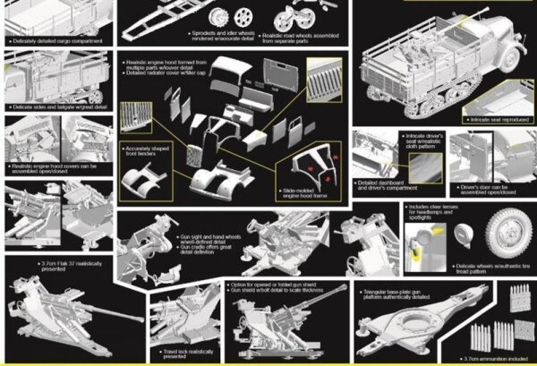 Dragon 6788 - 1/35 Sd.Kfz.3a Maultier Half Track with 3,7cm FlaK 37