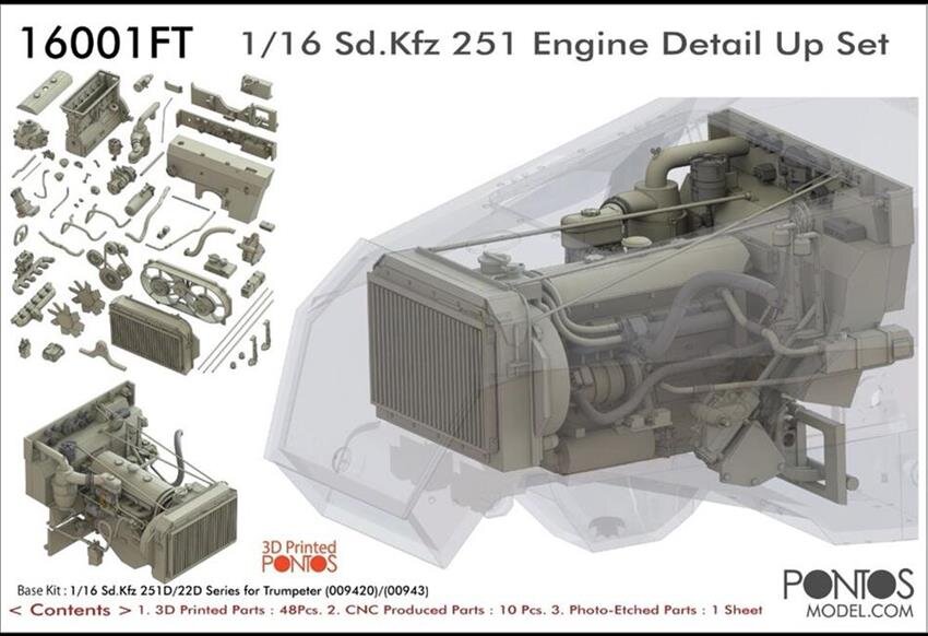 1/16 Sd.Kfz. 251 Engine Detail Up Set - Pontos 16001FT