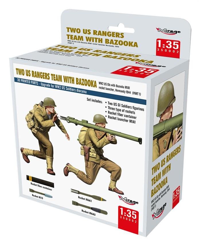 Mirage Hobby 350002 - Two US Rangers Team With Bazooka - WW2 US Gls W