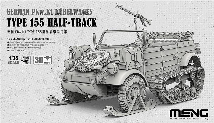 Meng VS-018 - 1/35 German Pkw.K1 Kübelwagen Type 155 Half-Track